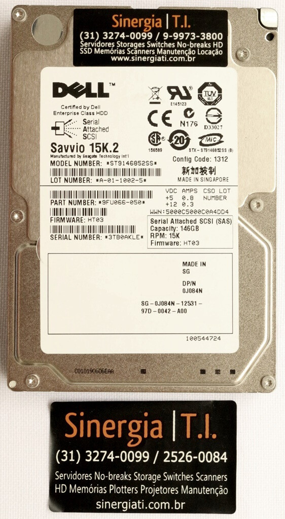 ST9146852SS HD Dell 146GB SAS 6 Gbps 15K RPM SFF 2,5" para Servidor Model