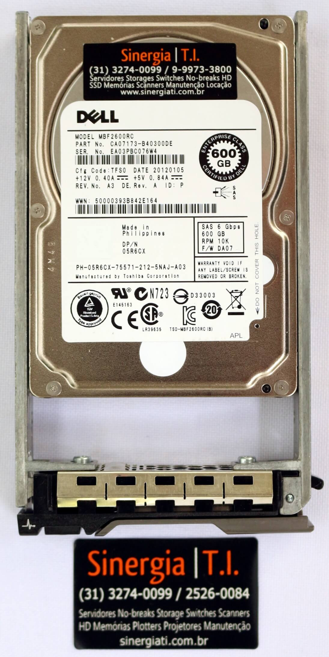 MBF2600RC | HD Dell 600GB SAS 6 Gbps 10K RPM SFF 2,5" para Servidor Model