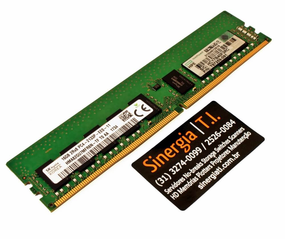 797259-091 | Memória HPE 16GB Dual Rank x8 DDR4-2133 para Servidor ProLiant ML30 DL20 Gen9