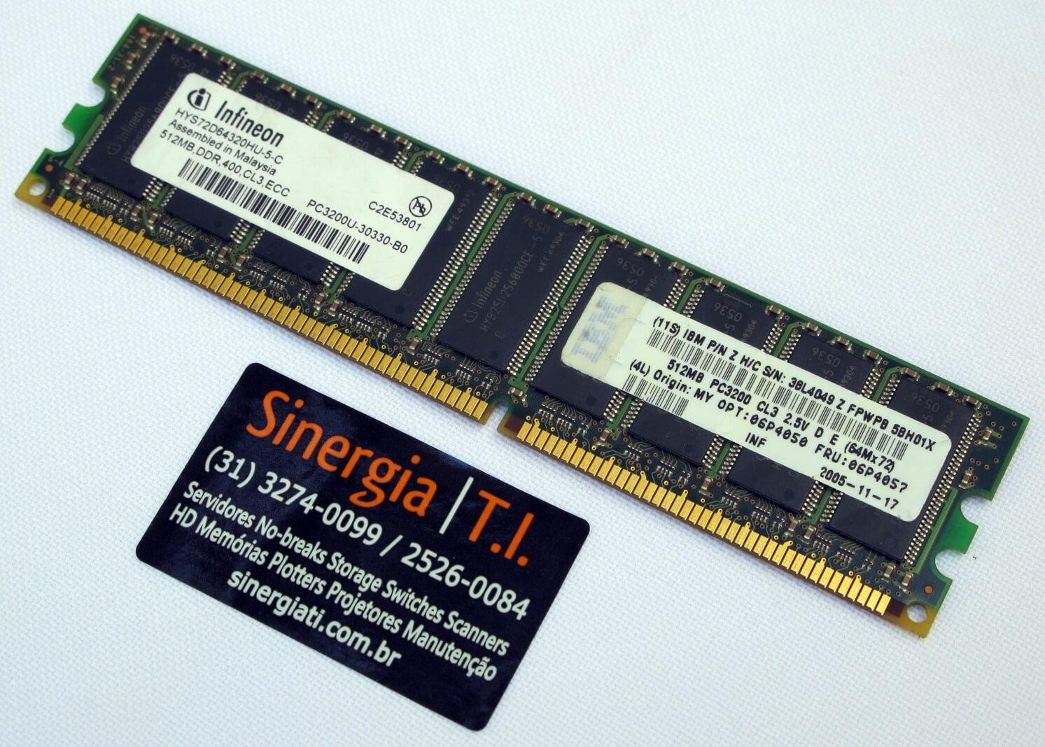 06P4057 | Memória RAM IBM 512MB DDR PC3200 CL3 2.5V para Servidor IBM ...