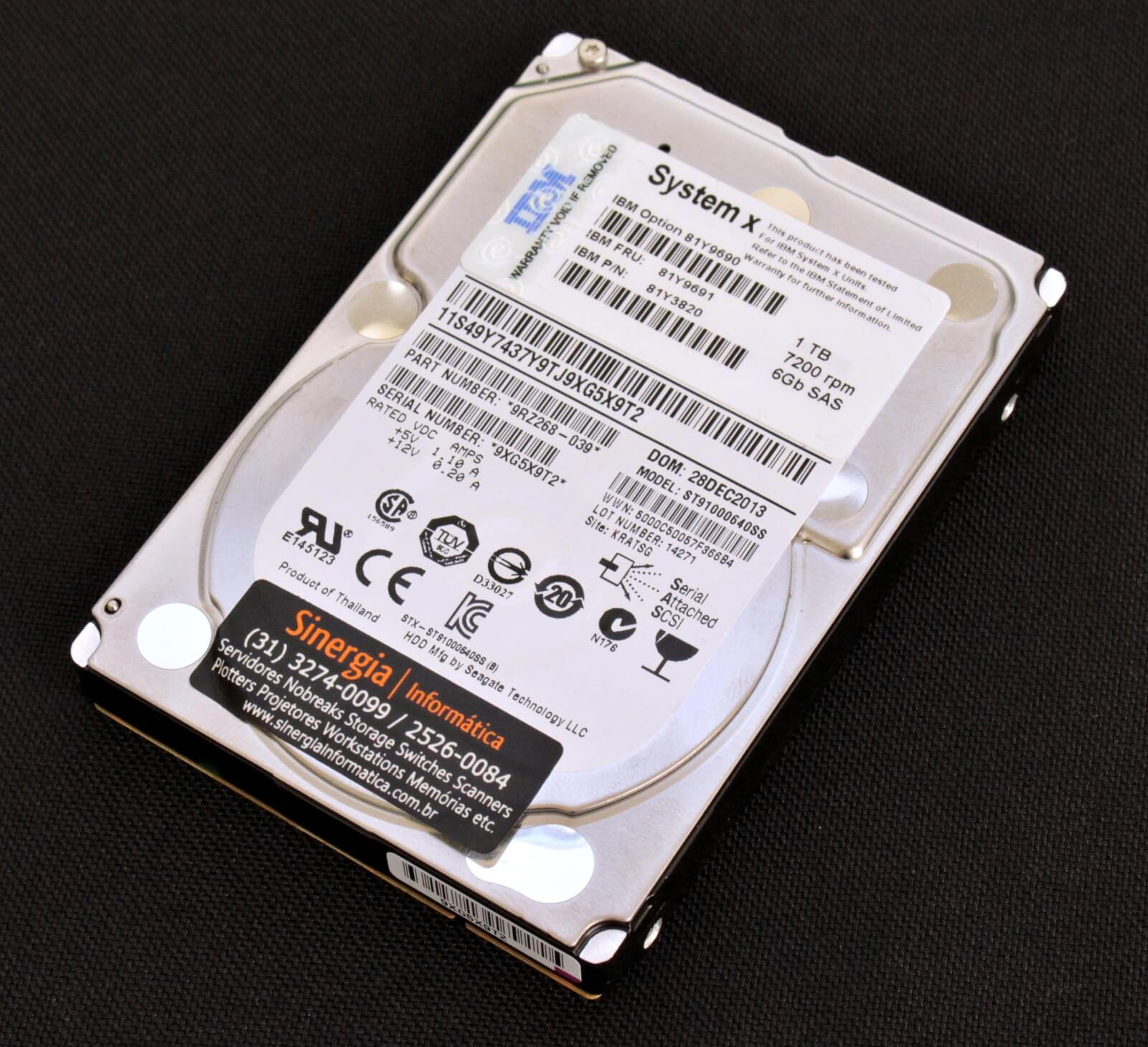 ST91000640SS | HD IBM 1TB SAS 6 Gbps 7.2K RPM 2,5" para Servidor Model