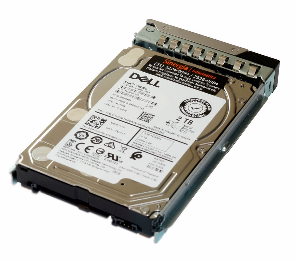 0TMVN7 HD Dell 2TB SAS 12 Gbps 7 2K RPM SFF 2 5 NL Para PowerEdge R740